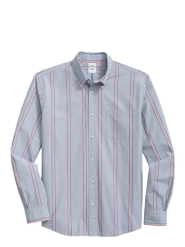 Brooks Brothers Friday Regular Fit Stripe Poplin Button-down Shirt - Navy
