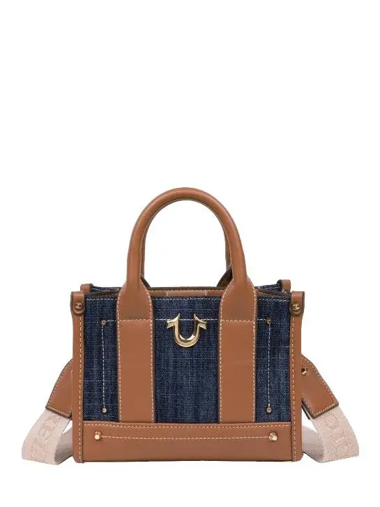 True Religion Denim Logo Strap Mini Tote - Dark Denim