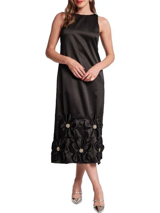 FRANCES VALENTINE Maxi Dress With Floral Applique - Black