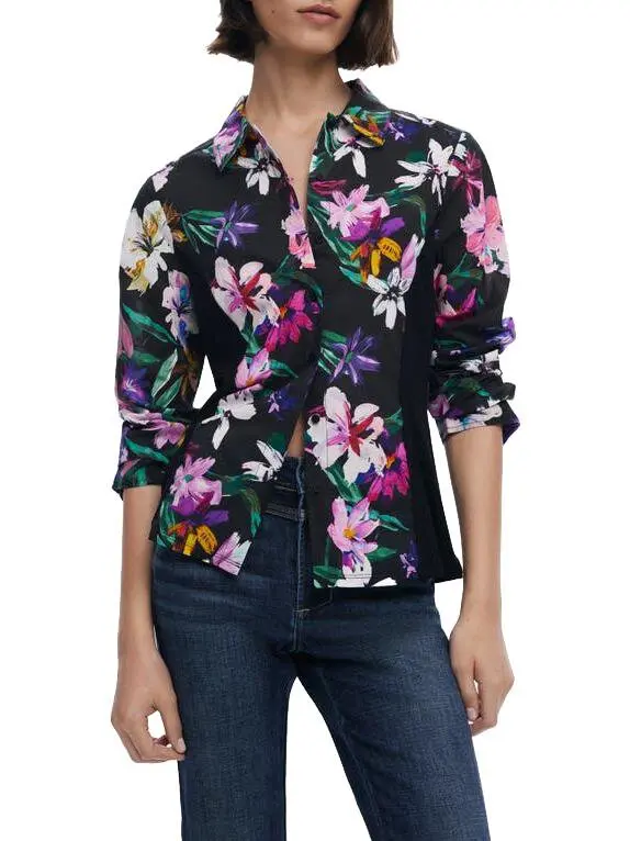 Desigual Floral Button-up Shirt - Black