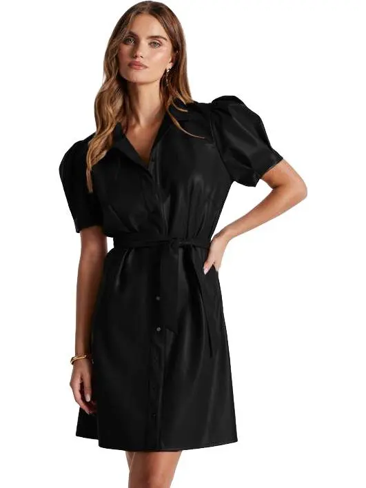 BISHOP + YOUNG Clea Leather Mini Dress - Latte