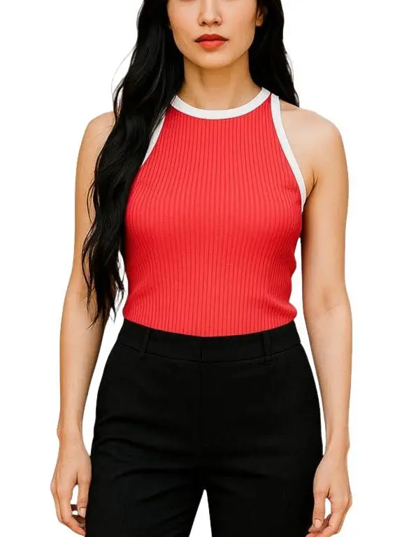 BISHOP + YOUNG Candace Ribbed Sweater Tank - Lipstick