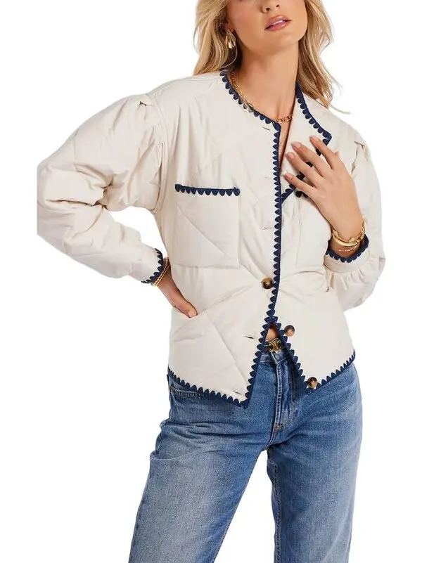 BISHOP + YOUNG Brooklyn Whipstitch Quilted Jacket - Ivory