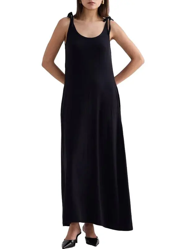 REISTOR Tie-detail Maxi Dress - Black