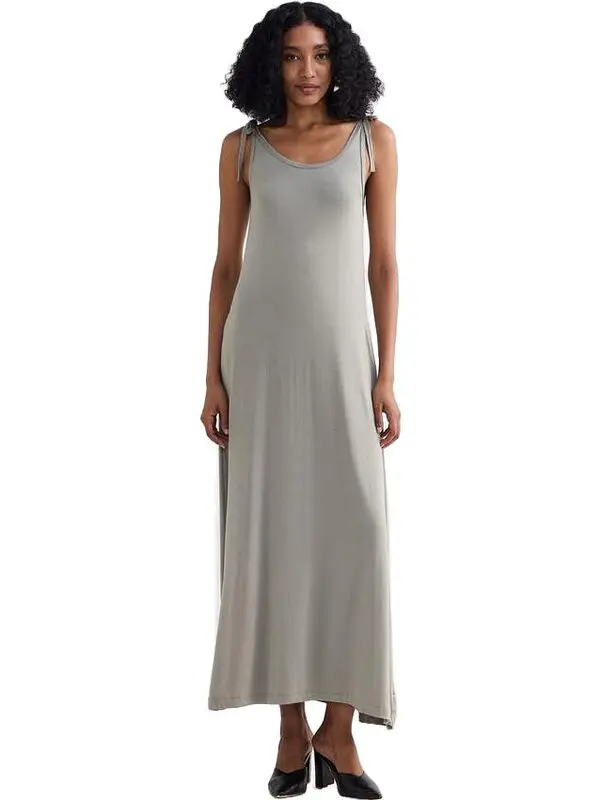 REISTOR Tie-detail Maxi Dress - Light Olive