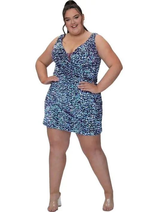 SYDNEY'S CLOSET Sequin Fitted Mini Dress - Galaxy