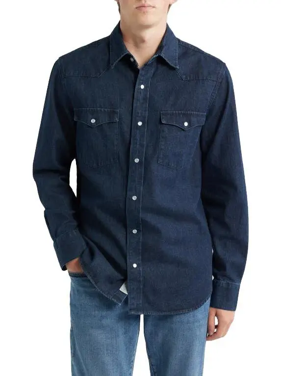 SCHOTT Cotton Denim Western Shirt - Indigo