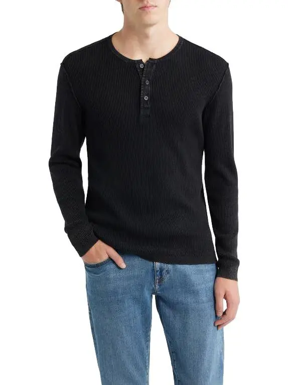 SCHOTT Stonewash Cotton Henley Sweater - Black
