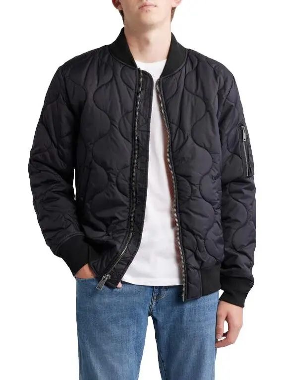 SCHOTT Dumbbell Quilted Ma-1 Ripstop Nylon Bomber Jacket - Black
