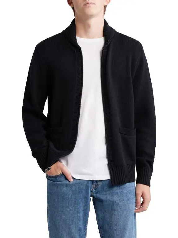 SCHOTT Cotton Zip Cardigan - Black