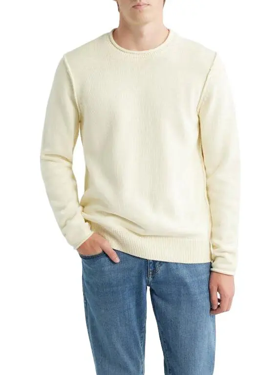 SCHOTT Lightweight Cotton Crewneck Sweater - Off White