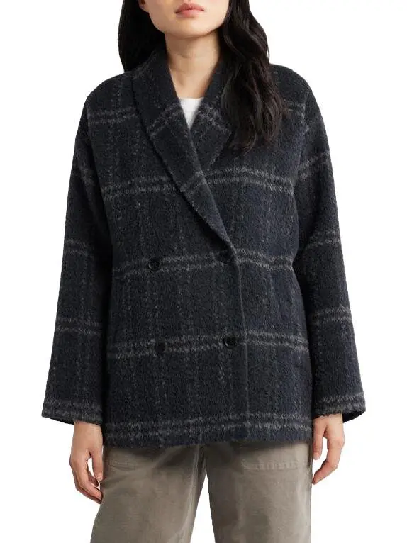 Eileen Fisher Shawl Collar Alpaca & Wool Blend Coat - Charcoal