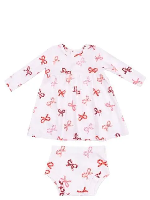 ANGEL DEAR Candy Cane Print Dress And Bloomers Set - Light Pink