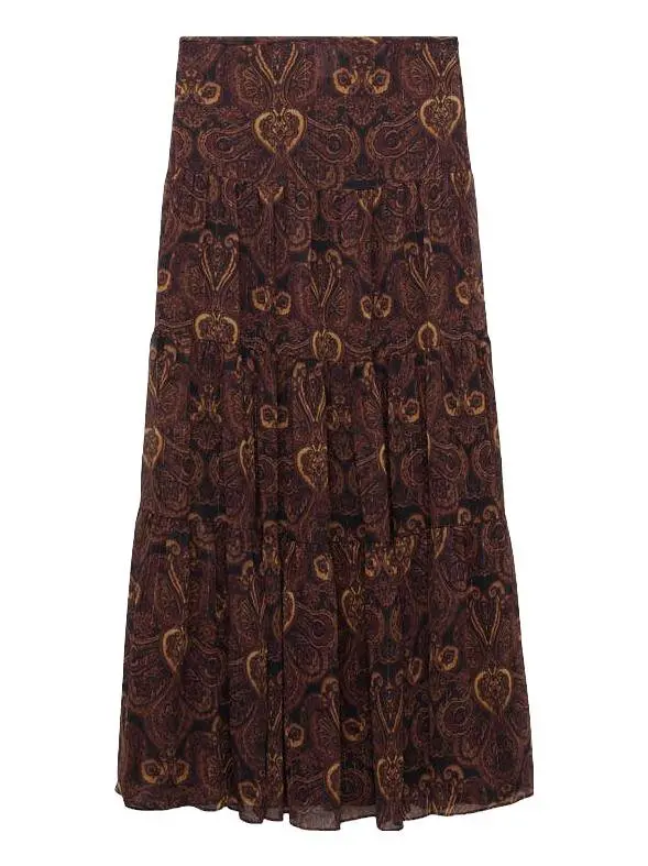Mango Milano Print Maxi Skirt - Brown