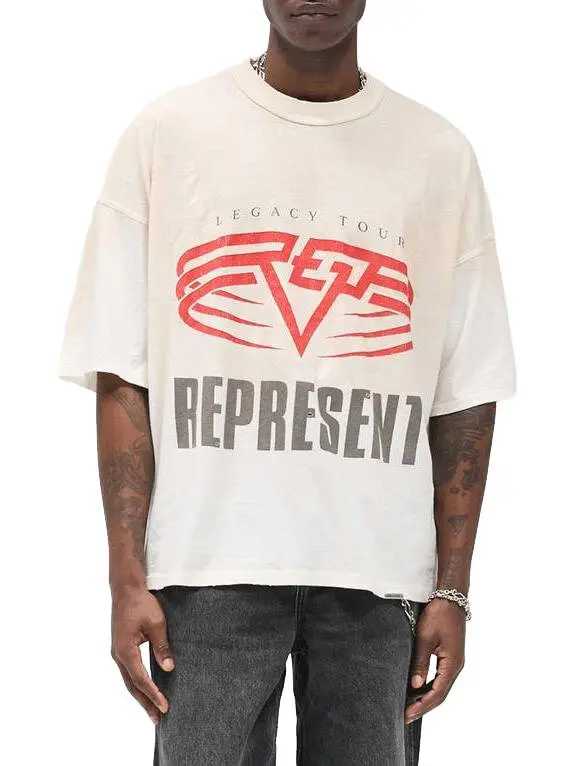REPRESENT Living Legacy Cotton & Hemp Reversible Graphic T-shirt - Washed Ecru