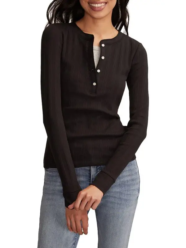 Lucky Brand Ribbed Henley - Caviar