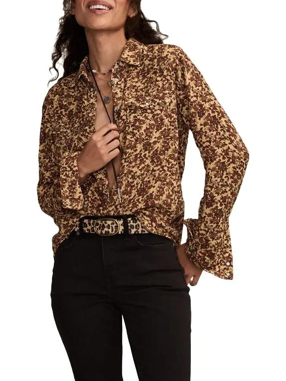 Lucky Brand Print Western Shirt - Brown Multi