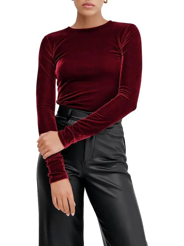 MARCELLA Ansley Velvet Top - Crimson