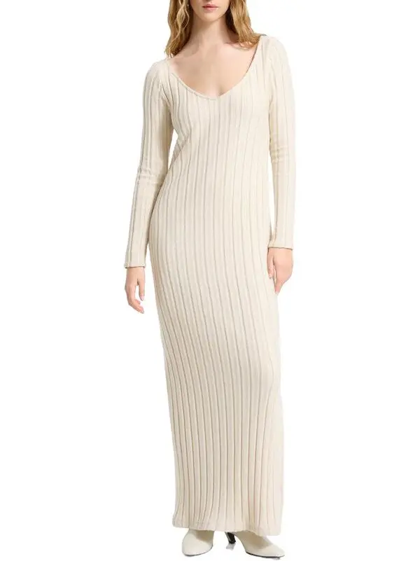 MARCELLA Penelope Long Sleeve Sweater Dress - Light Beige