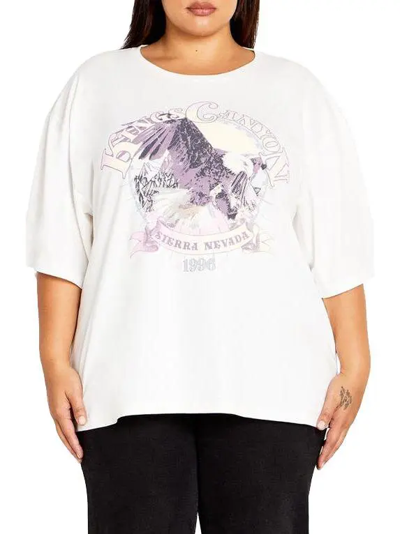 City Chic Loose Fit Graphic T-shirt - White