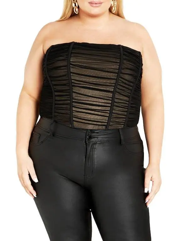 City Chic Strapless Corset Top - Black