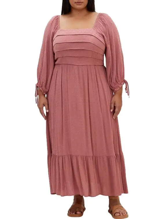 City Chic Ally Clip Dot Maxi Dress - Pink