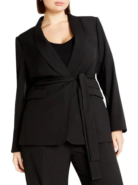 City Chic Soraya Belted Jacket - Black