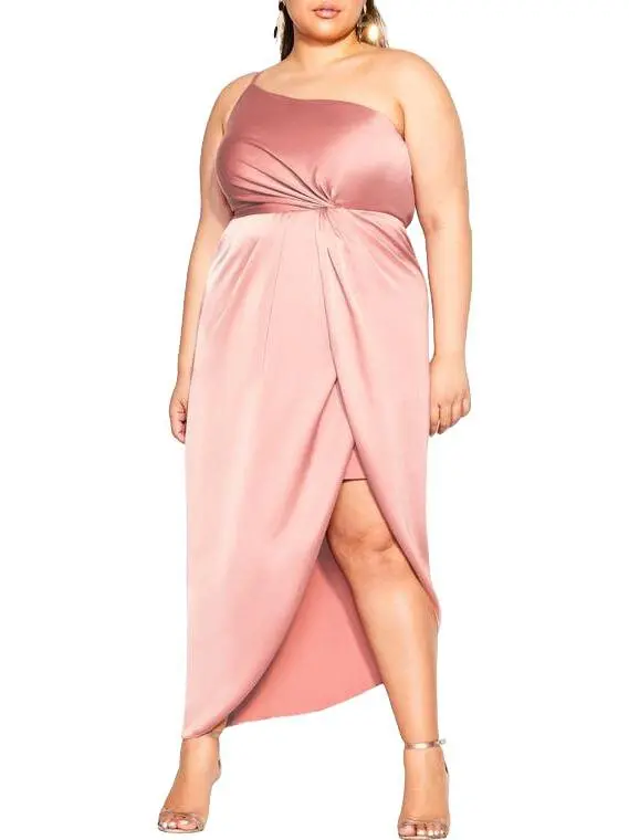 City Chic One-shoulder Maxi Dress - Blush