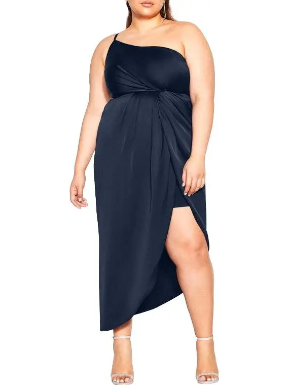City Chic One-shoulder Maxi Dress - Navy