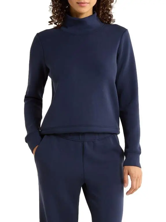 MPG Dreamweave Recycled Polyester Blend Mock Neck Sweatshirt - Navy Blazer