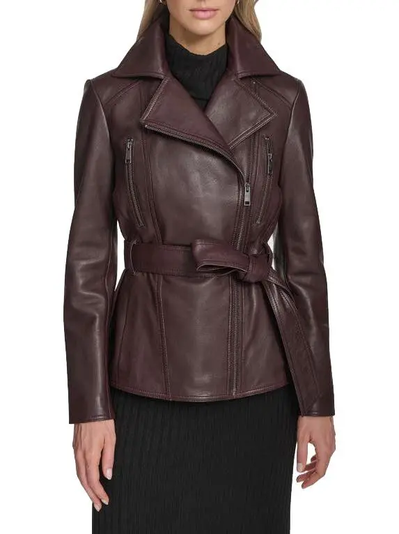 Andrew Marc Violet Leather Trench Jacket - Port