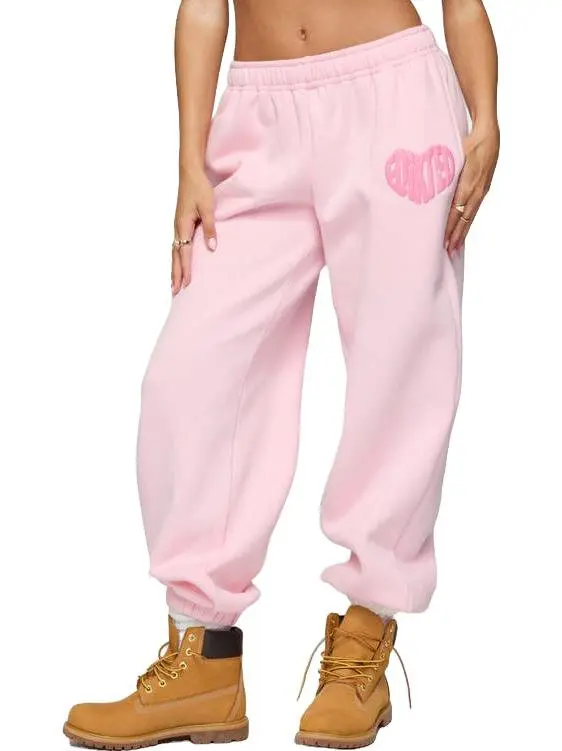 EDIKTED Major Love Logo Sweatpants - Light-pink