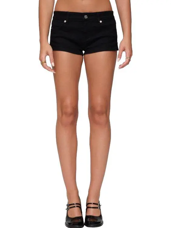EDIKTED Jagger Low Rise Denim Shorts - Black