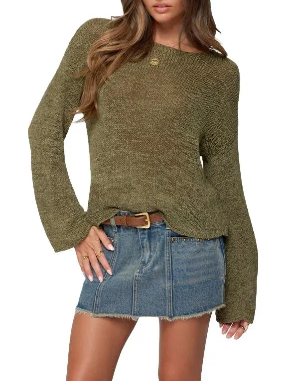 EDIKTED Drop Shoulder Sweater - Olive