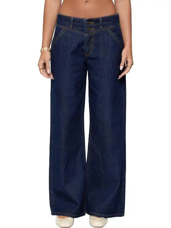 EDIKTED Meredith Low-rise Wide-leg Jeans - Blue