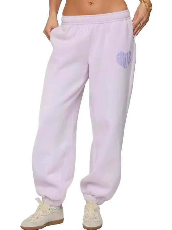 EDIKTED Major Love Logo Sweatpants - Lilac