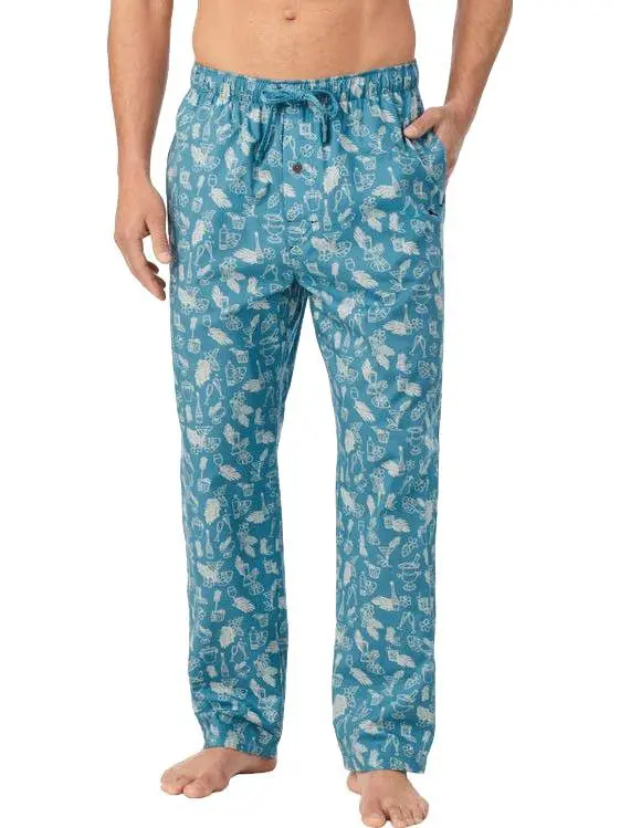 Tommy Bahama Woven Cotton Drawstring Pajama Pants - Blue Multi