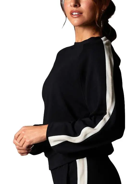 TAVI Ease Crew Stripe Sweatshirt - Ebony Coconut