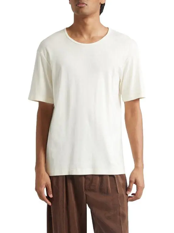 LEMAIRE Scoop Neck Cotton Rib T-shirt - Light Cream