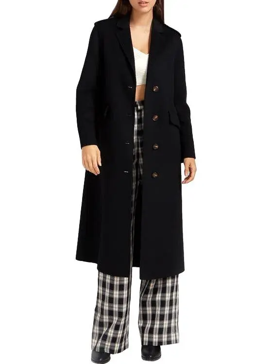 BELLE & BLOOM Wool-blend Coat With Notched Lapels - Black