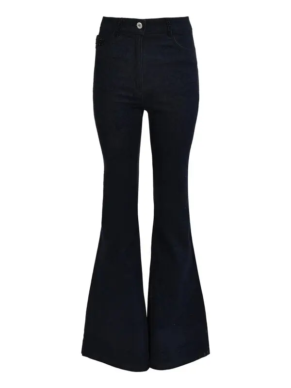 FRANCESCA MIRANDA Nerea Flared Cotton Pants - Navy