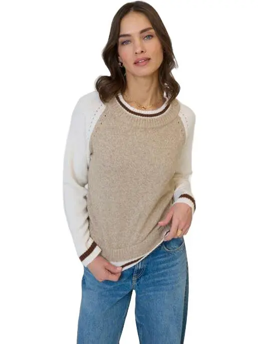 Central Park West Olivia Baseball Sweater - Oat