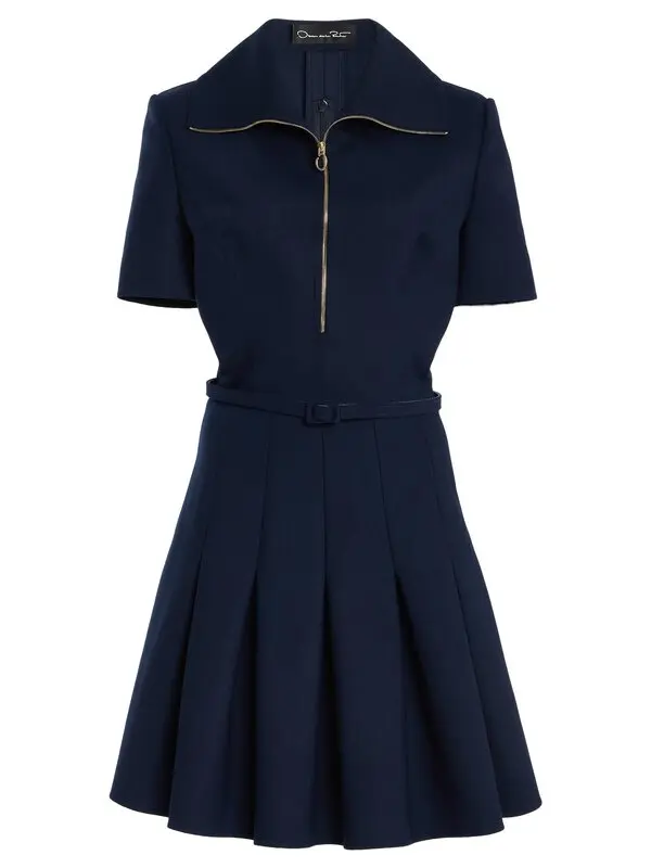 Oscar De La Renta Wool-blend Mini Dress - Navy