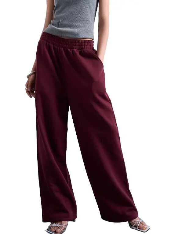 Topshop Straight Leg Sweatpants - Burgundy