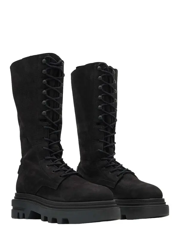 ALLSAINTS Jay Leather Combat Boots - Washed Black