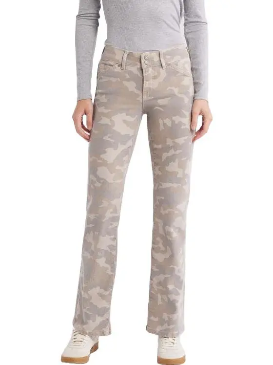 HIDDEN JEANS Camo Print Bootcut Jeans - Light Beige