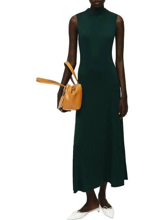 Mango Godet Sleeveless Midi Dress - Dark Green