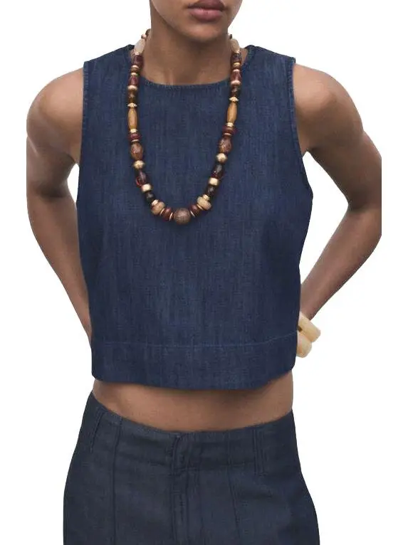 Mango Denim Crop Top - Open Blue