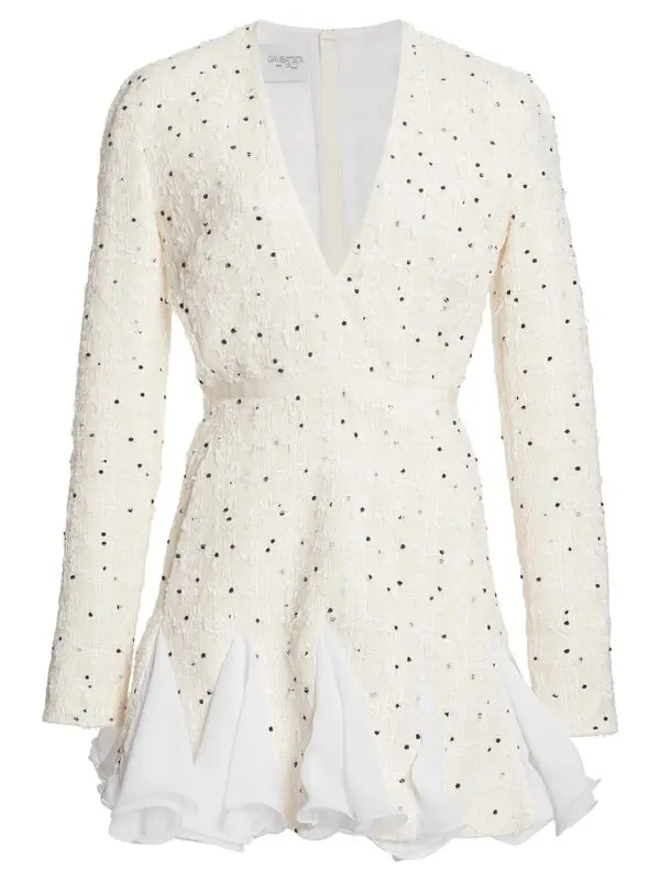 Giambattista Valli Polka-dot Boucle Mini Dress - Ivory