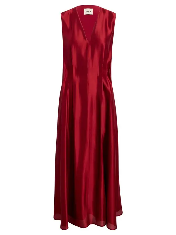 Khaite Syd V-neck Midi Dress - Red